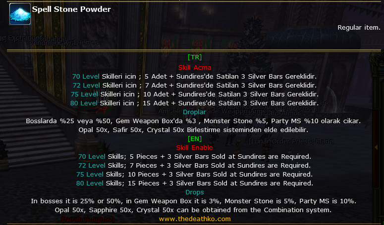 Rehber - Spell Stone Powder [Skill Açma] Rehberi | DeathKO Forum
