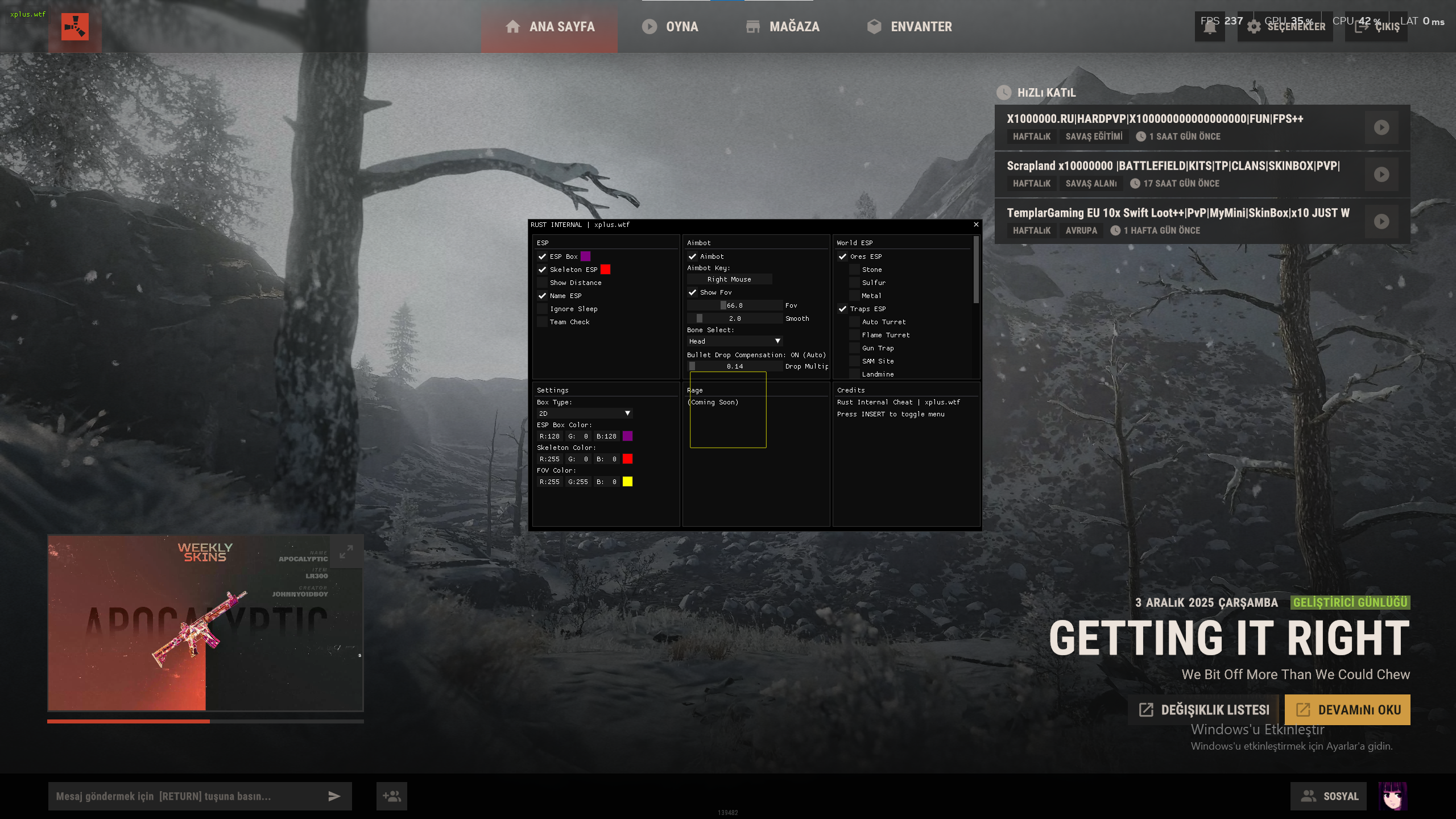 Satıyorum - 💥Rust ESP & AIM ⭐️ xplus.wtf 💎UD WIN 10 | CheatGlobal