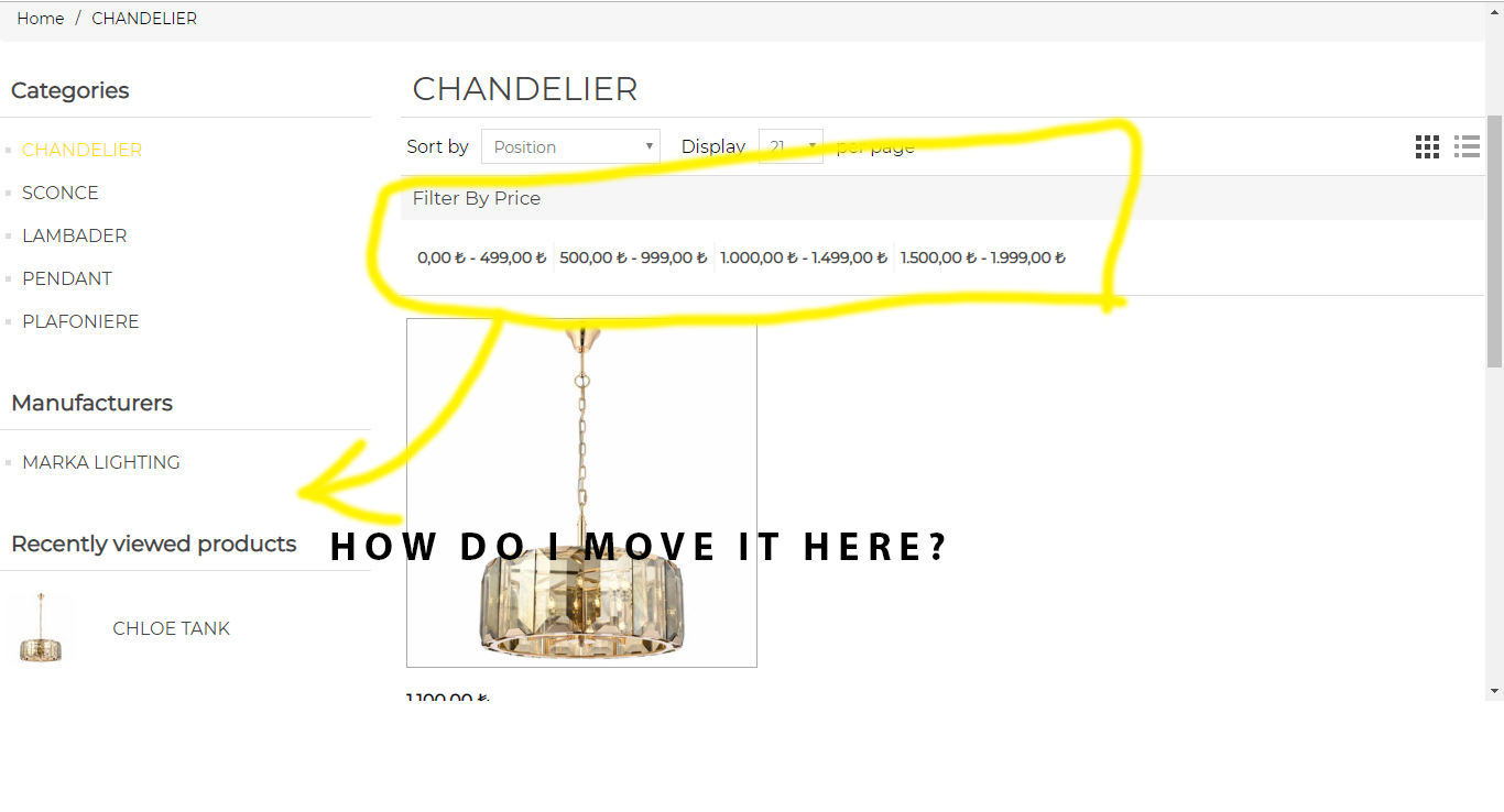 How Do I Move The Price Filter Section To The Categories Section ...